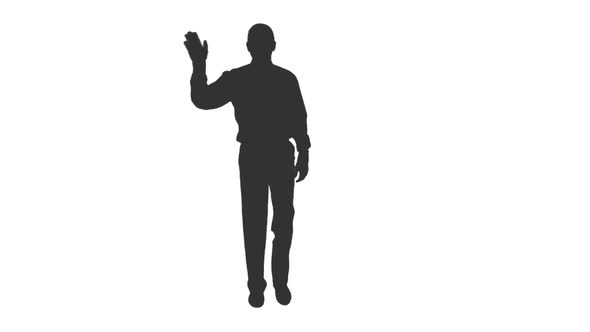 Silhouette of Young Man Waving Greetings While Walking, Motion Graphics