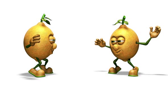 Comic Lemons Looped Dance on White Background, Motion Graphics | VideoHive