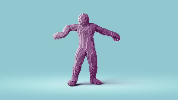 Pixel Human Body Performing Modern Dance, Motion Graphics | VideoHive