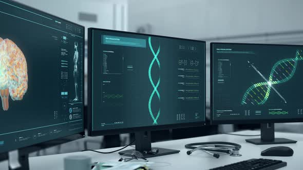 Molecular Scan Of Spiral Human DNA Gene In Genetic Biotechnology Study ...