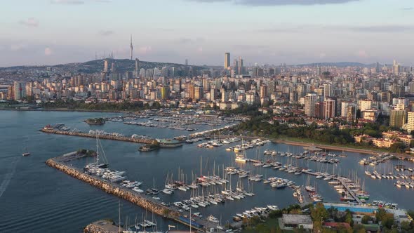 Istanbul Docks And Boats Aerial View, Stock Footage | VideoHive