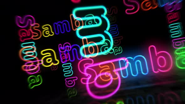 Samba neon symbol 3d flight between, Motion Graphics | VideoHive