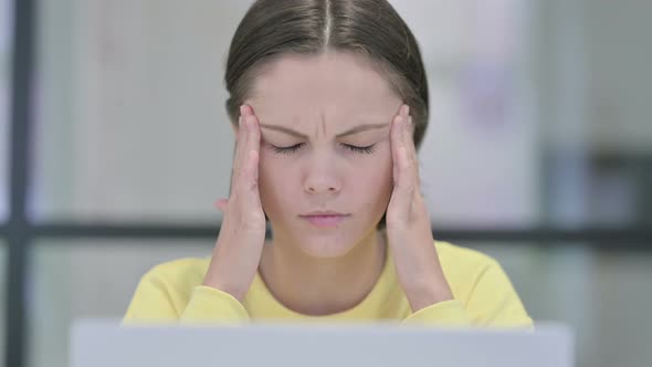Close Up of Woman Having Headache While Using Laptop, Stock Footage