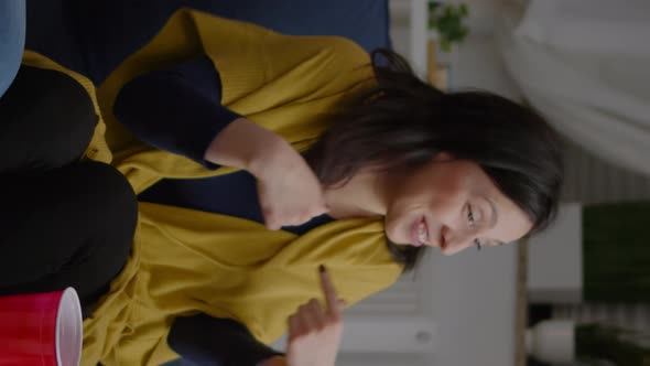 Vertical Video Multicultural Friends Socialising While Hanging Out Late ...