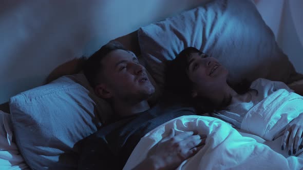 Couple Dream Sleepless Night Future Plan Bed Late, Stock Footage ...