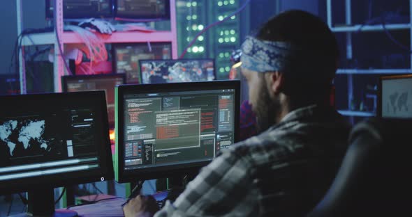 Hacker Team Working in a Basement, Stock Footage | VideoHive