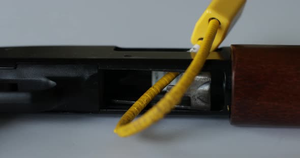 Trigger lock on a shotgun action, Stock Footage | VideoHive