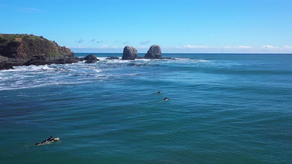 surfing in punta de lobos chile sunny day incredible landscape recorded ...