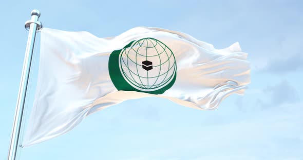 Organisation Of Islamic Cooperation flag waving 4k, Motion Graphics
