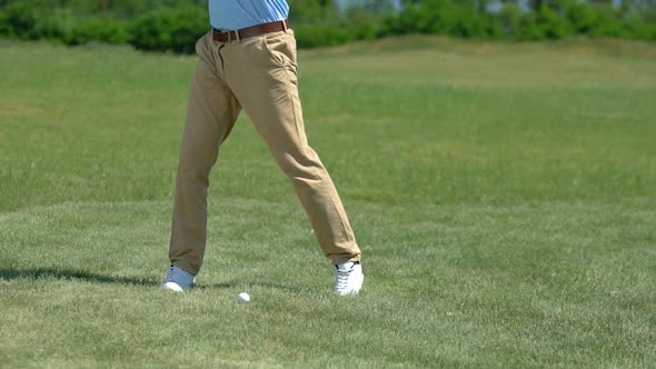 Upset Golf Player Hitting Ball and Missing, Bad Position for Hit, Slow ...