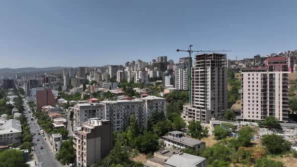 Aerial view of Saburtalo district in Tbilisi, Georgia 2022 august ...