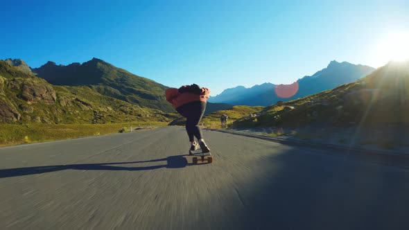 Cinematic downhill longboard session, Stock Footage | VideoHive