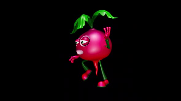 Fun Radish Looped Dance with Alpha Channel and Shadow, Motion Graphics