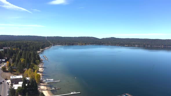 Aerial of the Payette Lake shoreline in Idaho., Stock Footage | VideoHive
