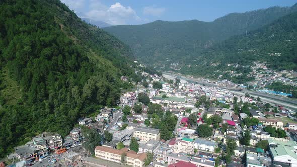 City of Uttarkashi in the state of Uttarakhand in India seen from the ...
