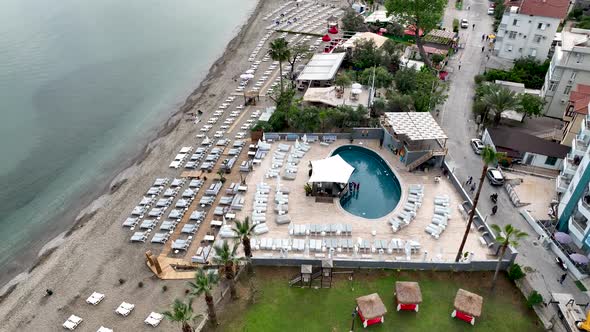 Beach Pool Bar aerial view 4k, Stock Footage | VideoHive