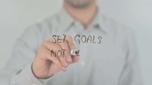 Set Goals Not Limits Writing on Screen with Hand, Stock Footage | VideoHive