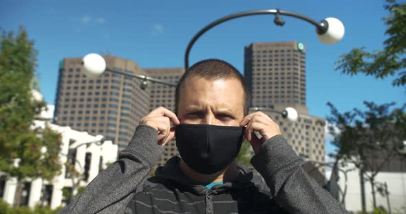 Portrait of Handsome Young Man Removing Mask, Stock Footage | VideoHive