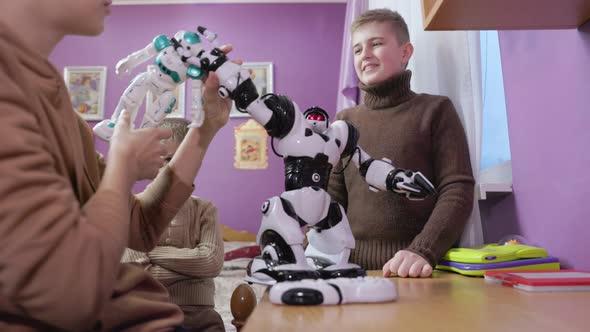 Kids Playing with Robots, Stock Footage | VideoHive