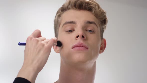 Makeup Artist Doing Makeup for Male Actor, Stock Footage | VideoHive