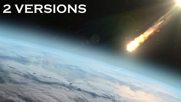 Asteroid Meteor Burning in Earth Atmosphere- 2 Pack, Motion Graphics
