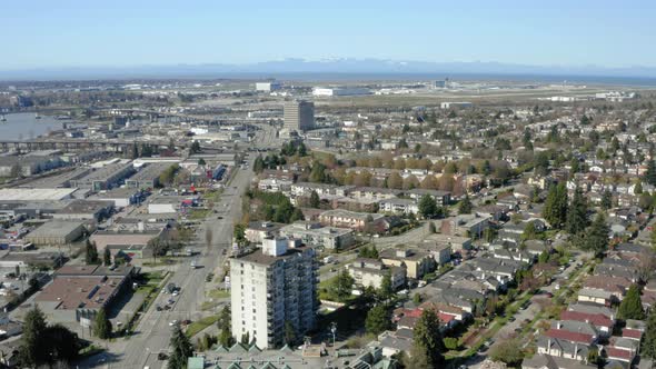 Scenic aerial view of the Vancouver International Airport (YVR) from ...