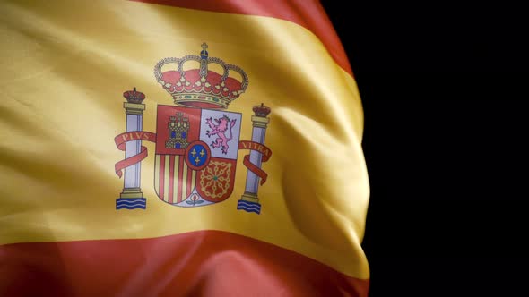 National Flag of Spain. Black background., Stock Footage | VideoHive
