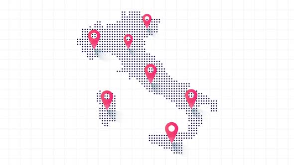 Italy Map Pin Point Location Animation, Motion Graphics | VideoHive