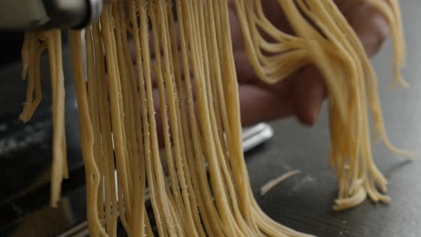 Traditional cylindrical solid pasta made from dough 4K 2160p 30fps ...