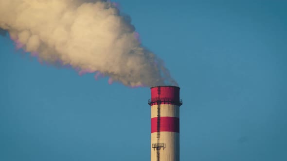 Pipe with Outgoing Steam on a Blue Sky Background, Stock Footage ...