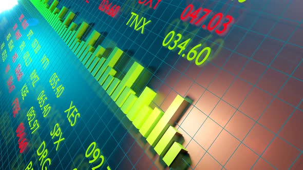 Digital animation of Stock market prices changing. Stock Market Values ...