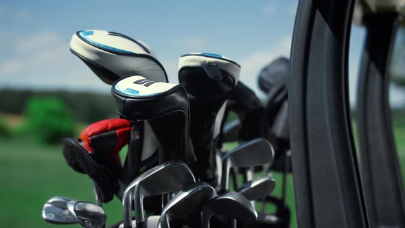 Professional Sport Golf Clubs in Bag Outside, Stock Footage | VideoHive