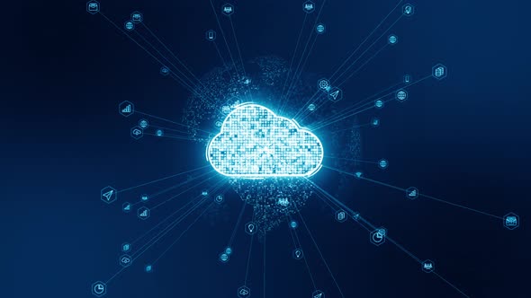 Blue cloud computing with line connection futuristic technology icon ...