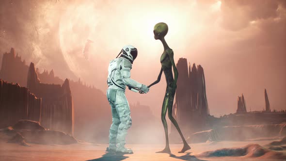 Meeting of an Astronaut and an Alien, Motion Graphics | VideoHive