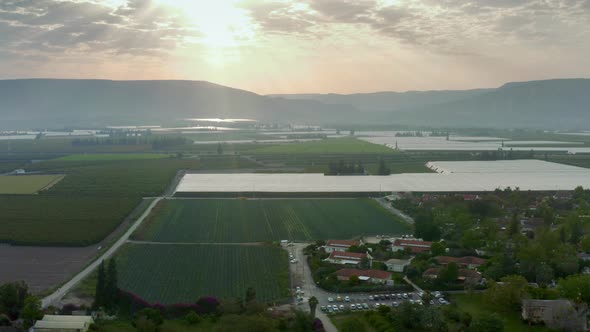 View of the Israeli Kibbutz Bet Zera in the Early Morning, Stock Footage