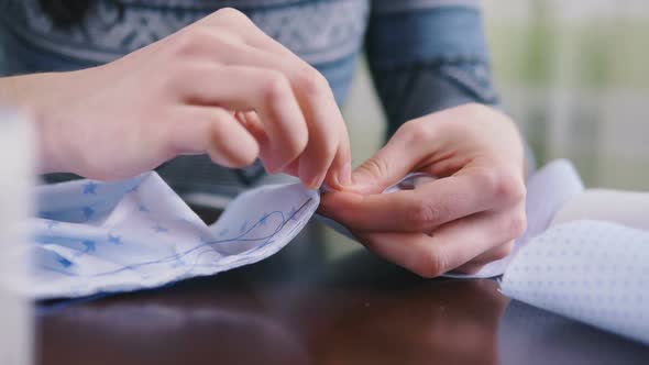 Closeup of Woman's Hand Stitching Quilting, Stock Footage | VideoHive