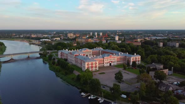 Aerial View of Jelgava City Panorama and Lielupe River in Latvia ...