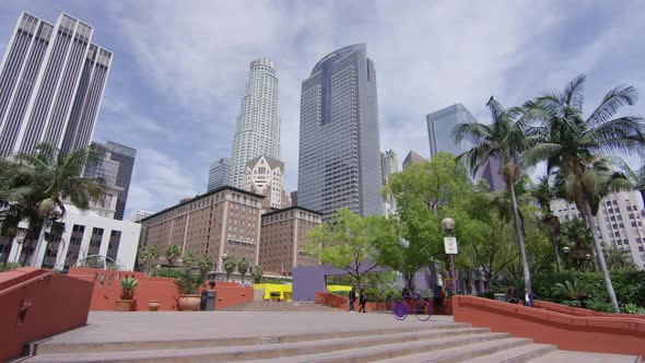 Deloitte building seen from the park, Los Angeles, Stock Footage ...