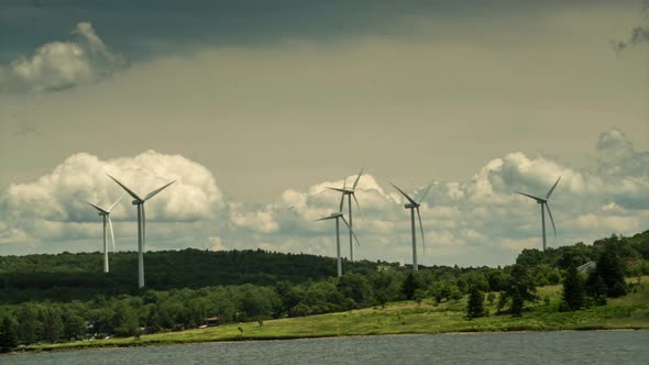 Wide time lapse shot of the Mount Storm wind farm operated around Mount ...