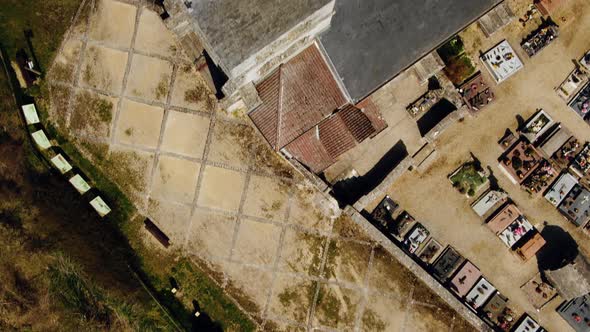 Top view of the Chapel and Cementery, Stock Footage | VideoHive