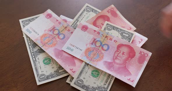 Counting Chinese RMB and USD, Stock Footage | VideoHive