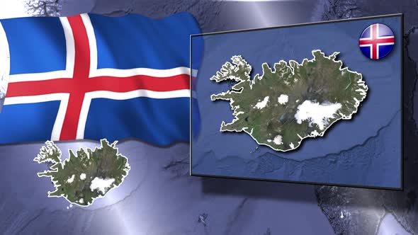 Iceland Flag And Map Animation, Motion Graphics | VideoHive