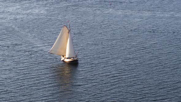 Classic Dutch boat (Schouw) sailing in Zeeland, the Netherlands, Stock ...