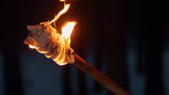 Handmade Torch - Cloth Burning on the Stick, Stock Footage | VideoHive