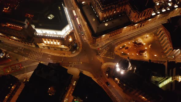 Aerial View of Cars Driving Through Star Shaped Road Intersection ...