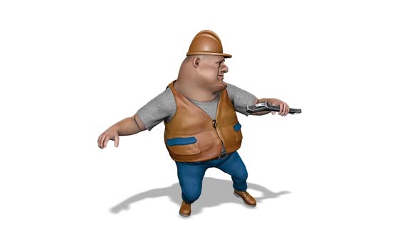 Comic 3D Workman Fun Dance Looped on White, Motion Graphics | VideoHive