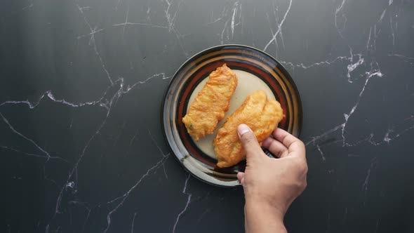 Hand Pick a Fish Fillet on Plate c, Stock Footage | VideoHive