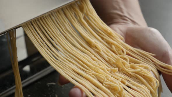 Cylindrical solid pasta made from dough 4K 2160p 30fps UltraHD footage ...