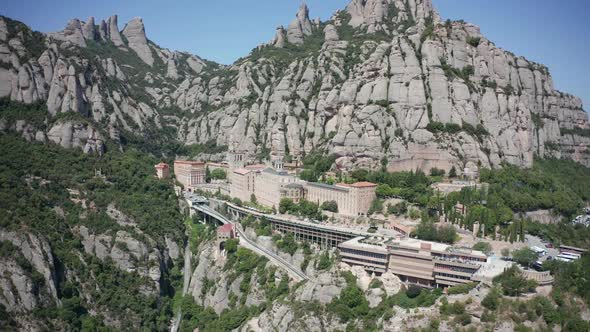 Aerial View of Montserrat Mountain with Abbey, Stock Footage | VideoHive