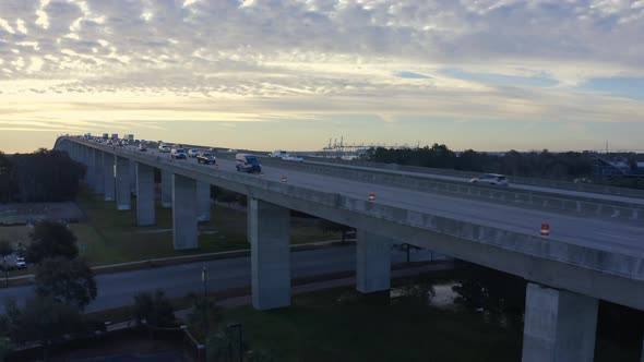 Slow rise near Mark Clark Expressway crossing the Wando River, Stock ...